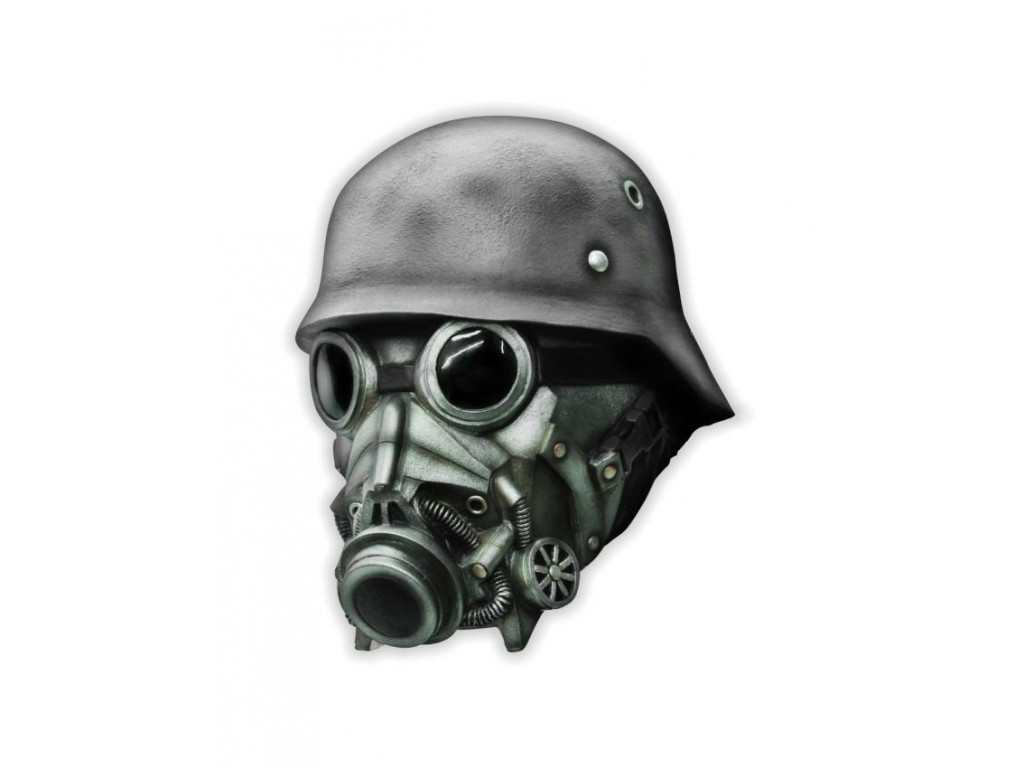 Maska lateksowa zombie WW2 hełm żołnierza maska gazowa